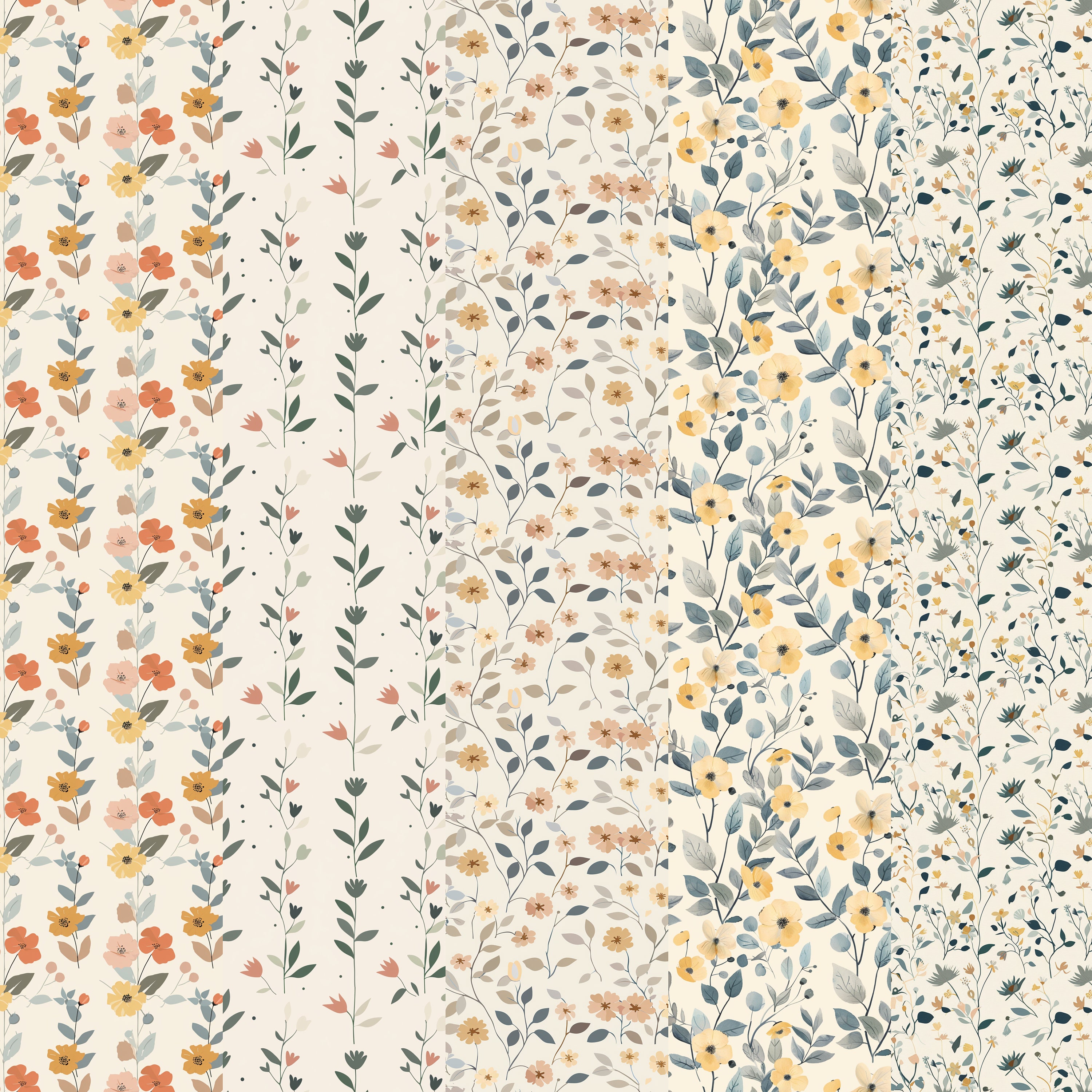 Minimalist Floral Digital Print - Seamless Soft Color Floral Pattern ...
