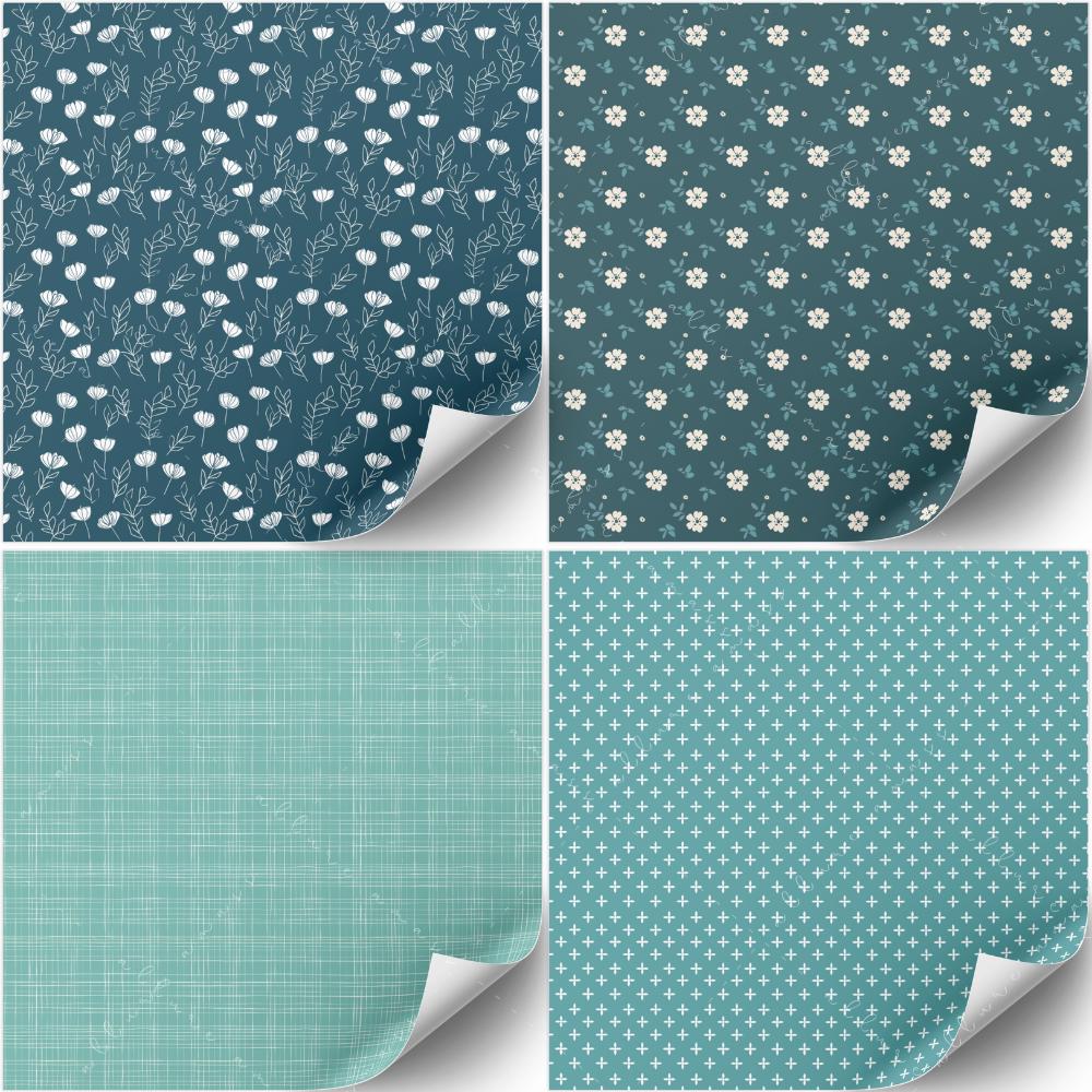 20 Teal Blue Seamless Patterns - High-resolution Digital Papers ...