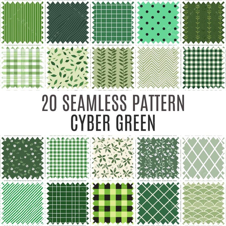 20 Cyber Green Seamless Patterns - High-resolution Digital Papers ...