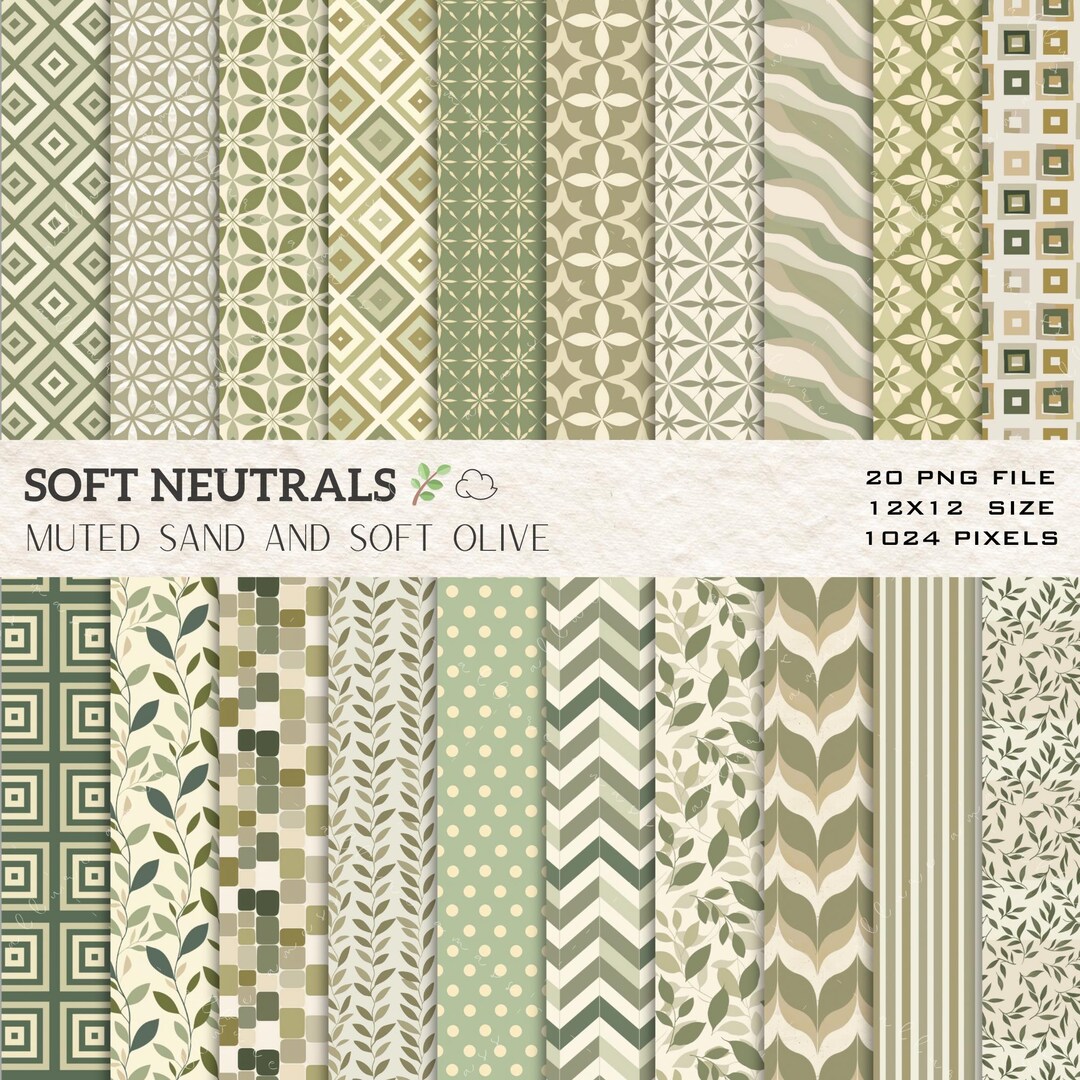 Muted Sand and Soft Olive Seamless Patterns – Soft Neutral Digital ...