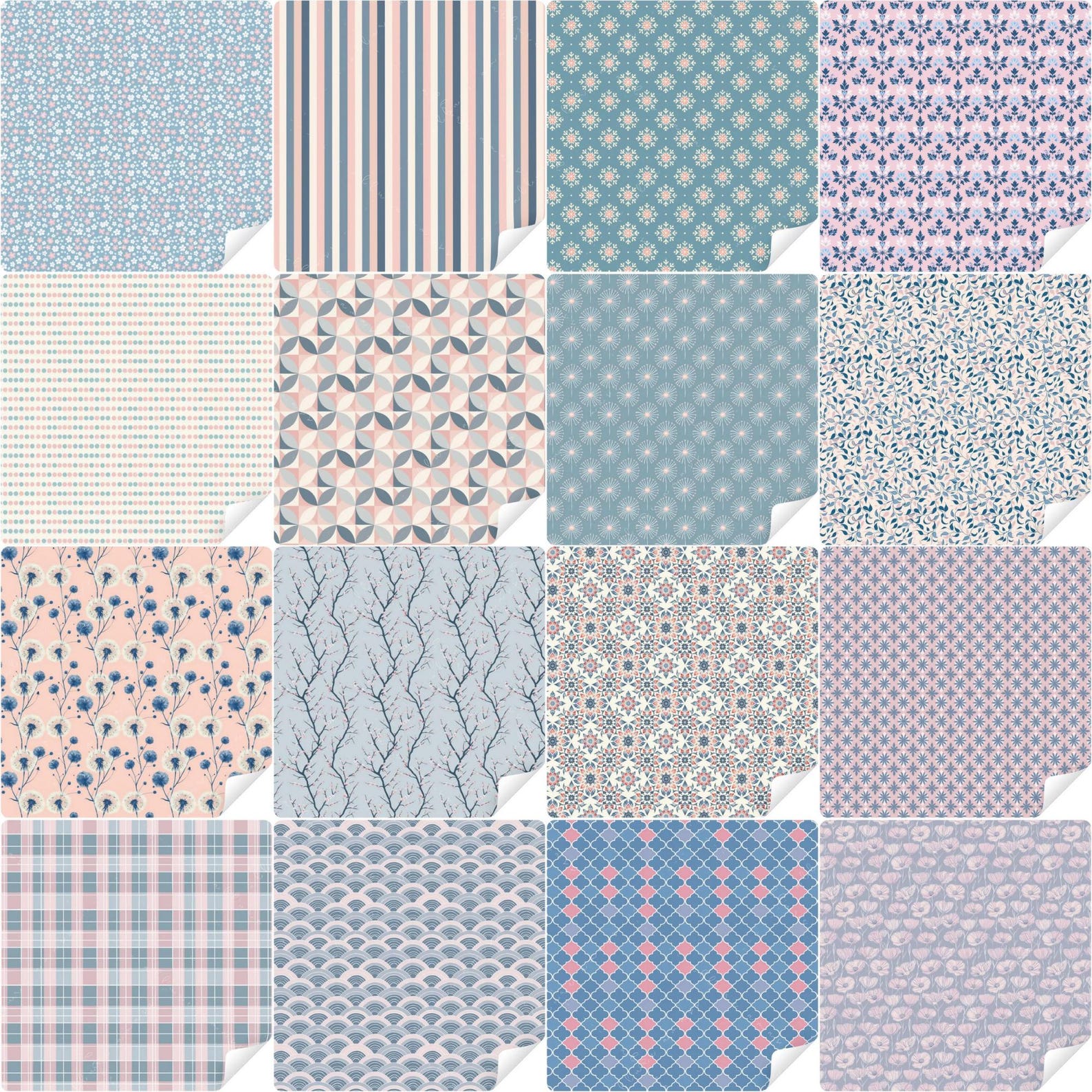 Elegant Pastel Digital Paper Pack | 80 Soft Seamless Patterns | Mauve ...