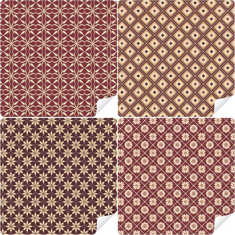 Sunset Glow Digital Paper Pack – Maroon and Sunset Beige Seamless ...