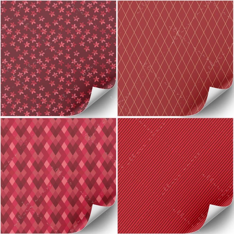 20 Crimson Red Seamless Patterns - High-resolution Digital Papers ...