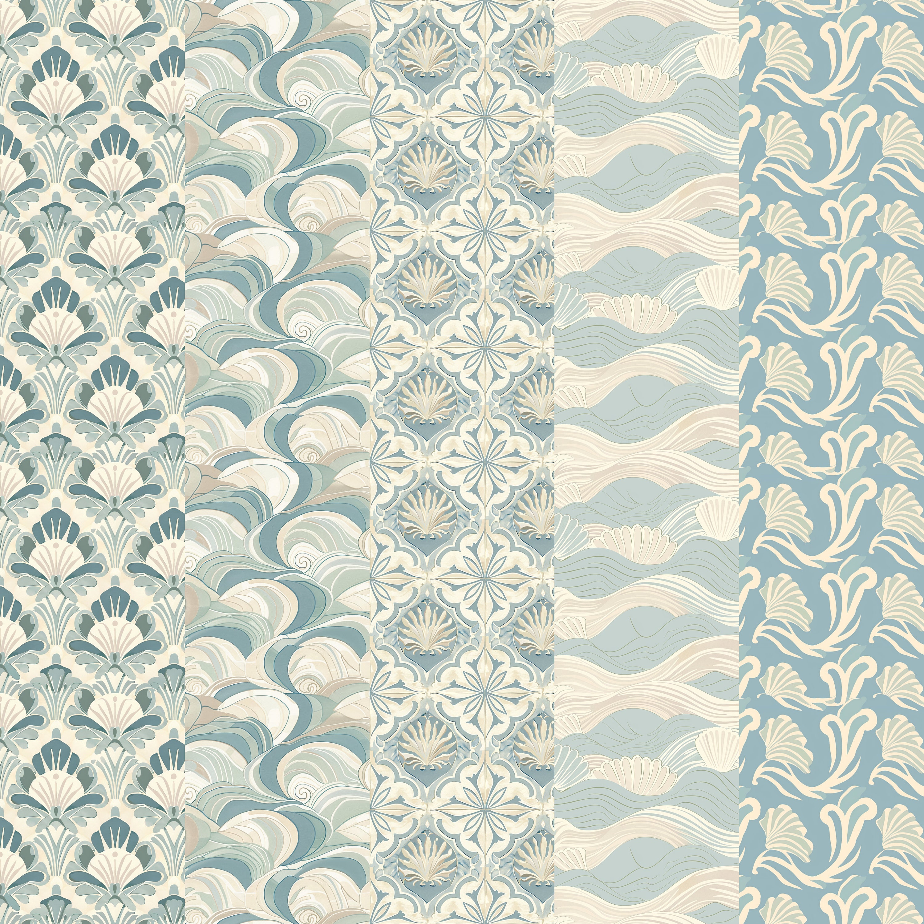 Coastal Chic Seamless Patterns - Soft Toned Digital Paper Pack - Etsy
