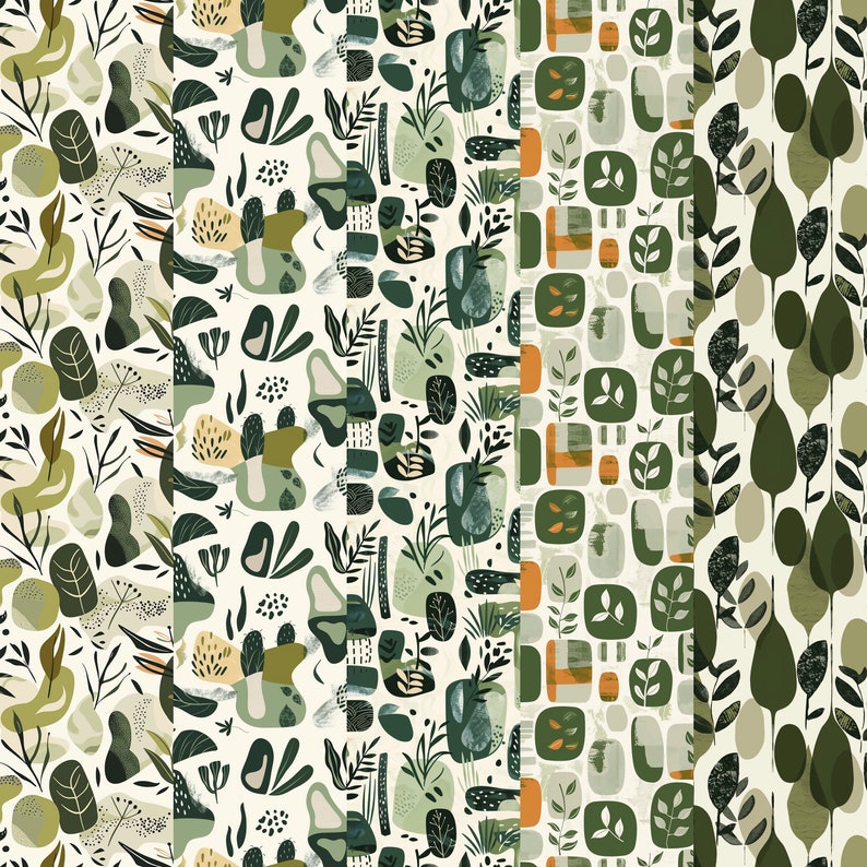 Greenery Digital Paper Pack 20 Seamless Botanical Patterns, Nature ...