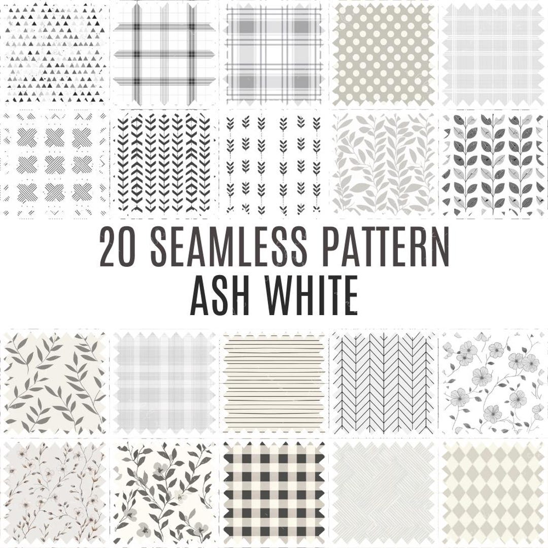 Ash White Seamless Patterns | 20 High-resolution Digital Papers for ...
