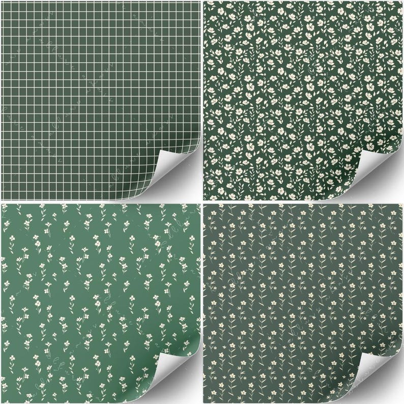 20 Pine Green Seamless Patterns - High-resolution Digital Papers ...