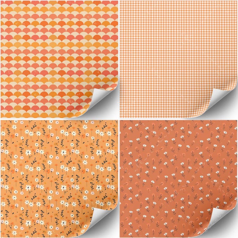 20 Sunset Orange Seamless Patterns - High-resolution Digital Papers ...
