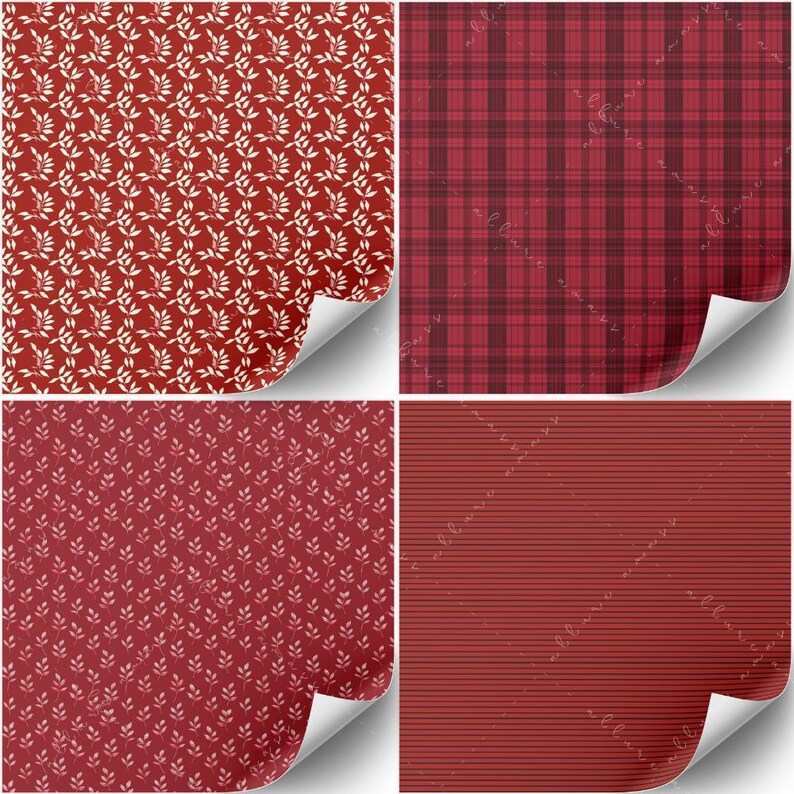 20 Crimson Red Seamless Patterns - High-resolution Digital Papers ...