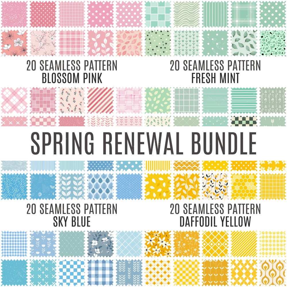 Spring Renewal Bundle | 80 Seamless Patterns | High Resolution Digital ...