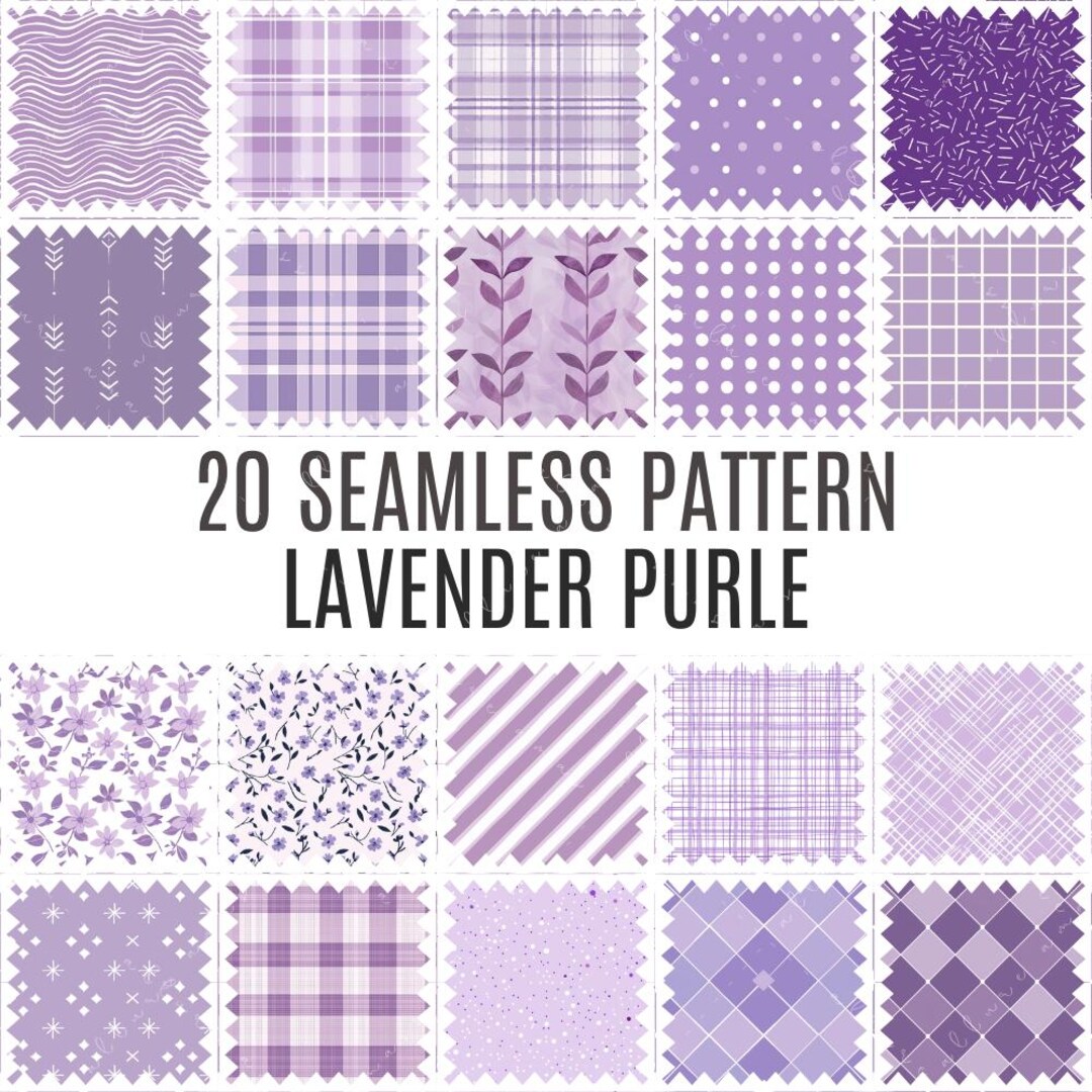 20 Lavender Purple Seamless Patterns - High-resolution Digital Papers ...