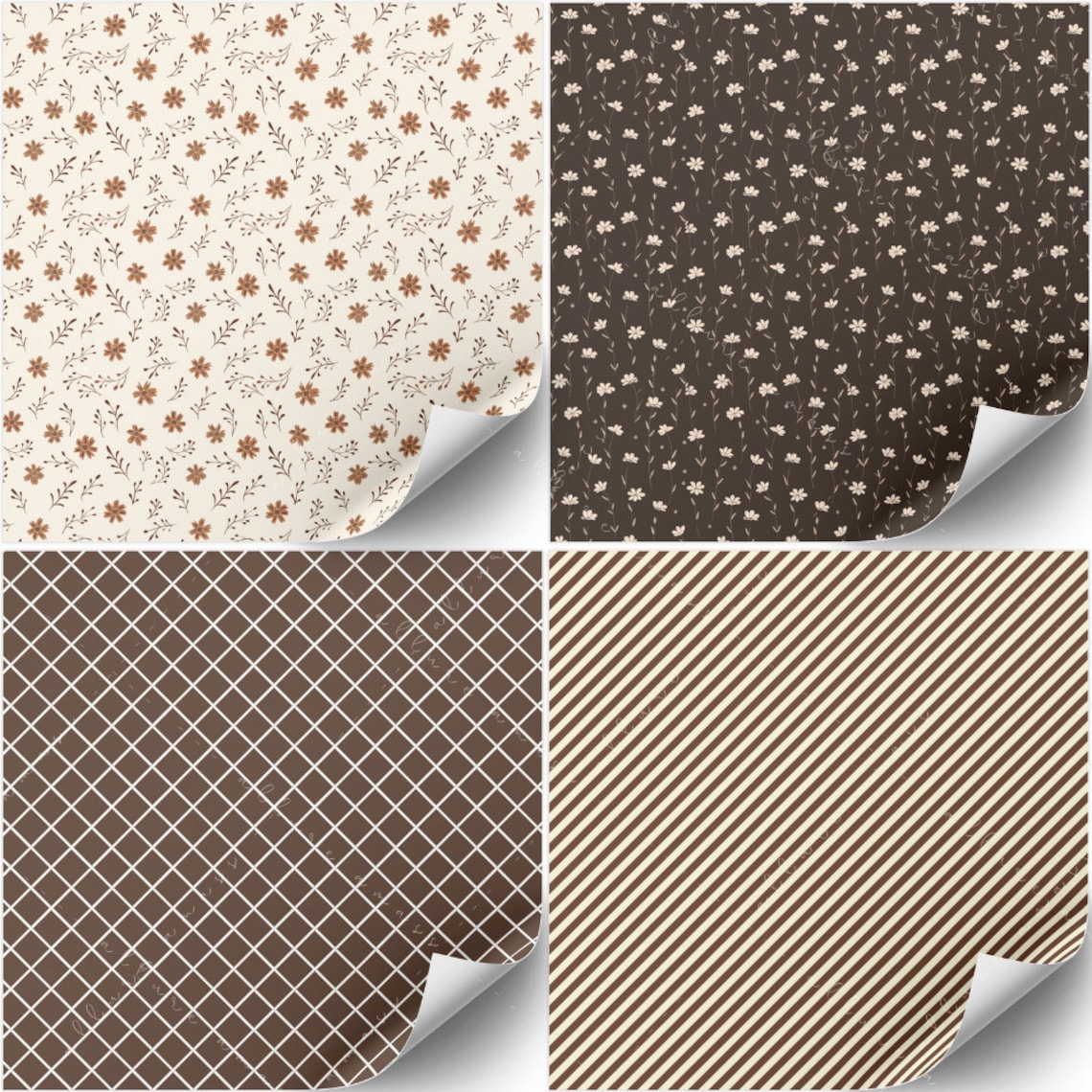 20 Rustic Brown Seamless Patterns - High-resolution Digital Papers ...