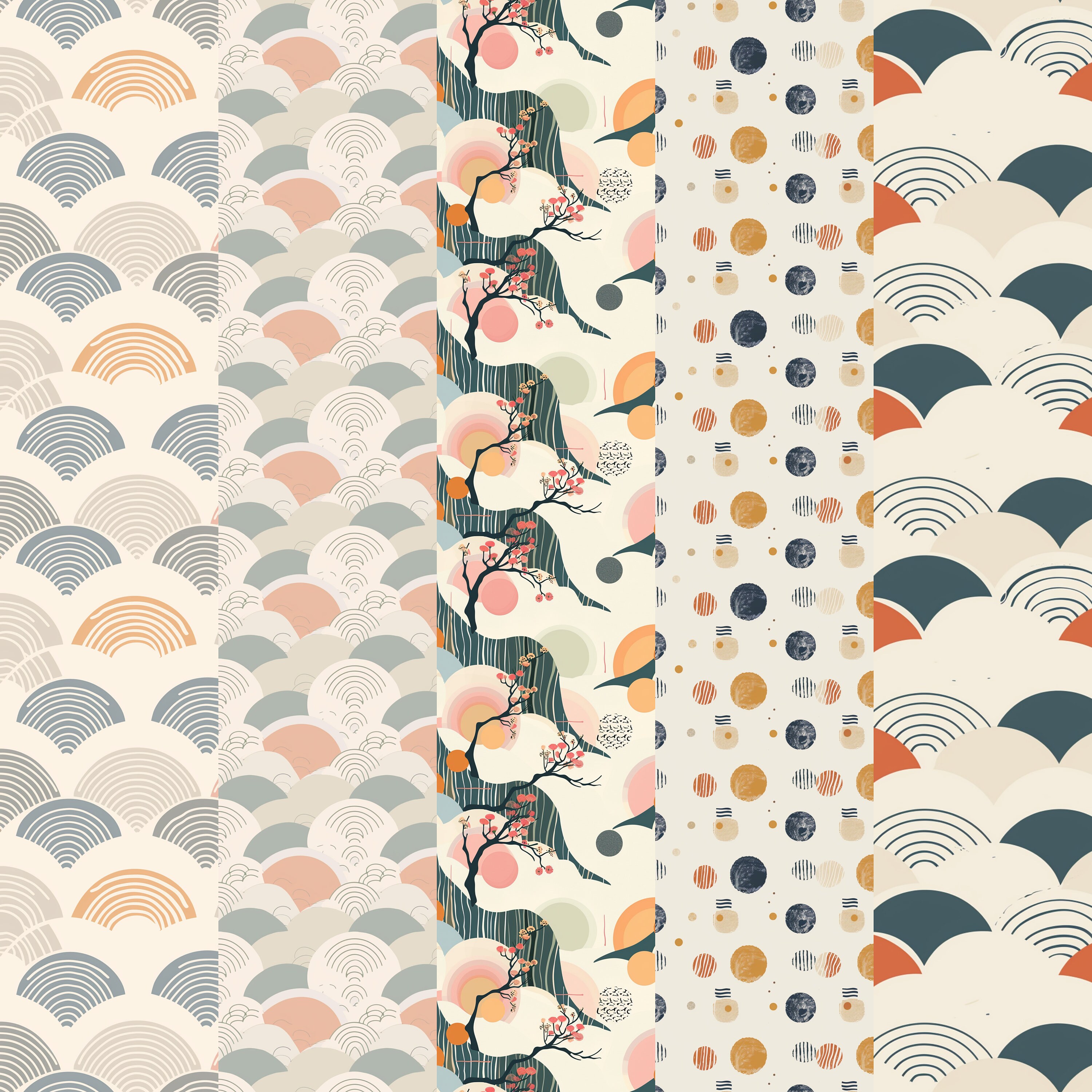Japanese Zen Pattern Collection Seamless Digital Paper Pack, Minimalist ...