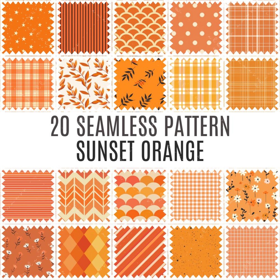 20 Sunset Orange Seamless Patterns - High-resolution Digital Papers ...