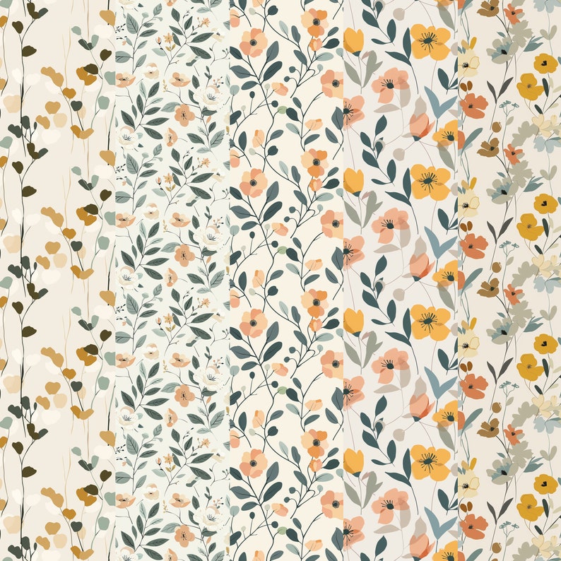 Minimalist Floral Digital Print - Seamless Soft Color Floral Pattern ...