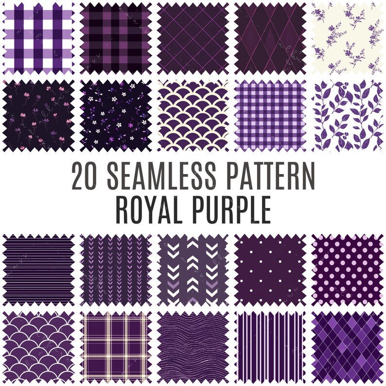 20 Royal Purple Seamless Patterns High-resolution Digital Papers Commercial Use Scrapbooking ...