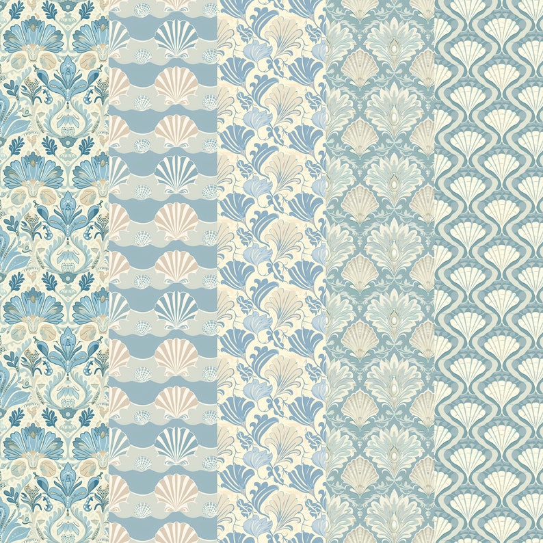 Coastal Chic Seamless Patterns - Soft Toned Digital Paper Pack - Etsy