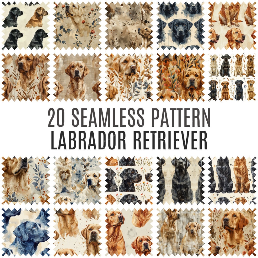 20 Labrador Retriever Seamless Patterns High-resolution Digital Papers ...