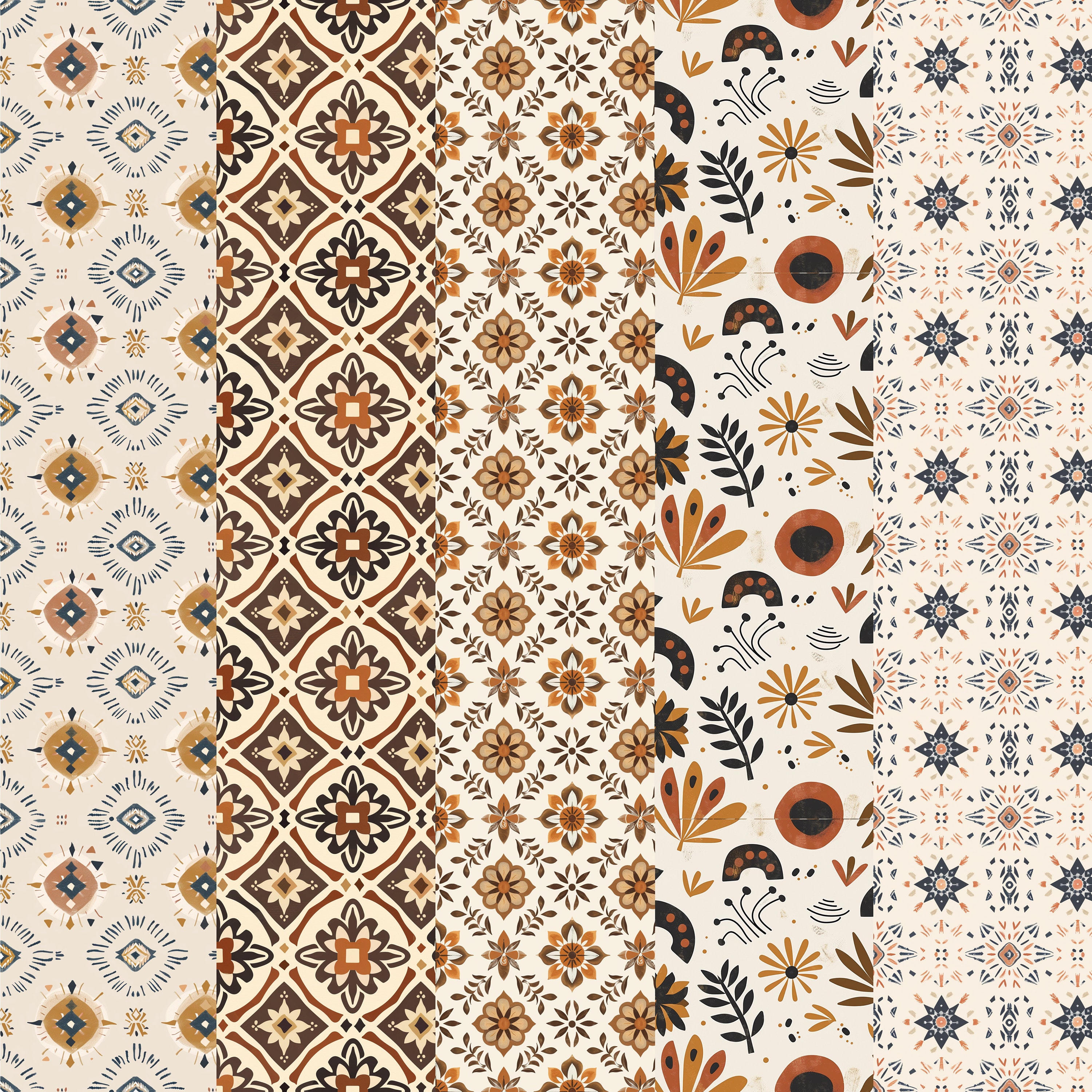 Boho Chic Seamless Pattern Bundle - Earthy Tone Digital Paper Pack ...