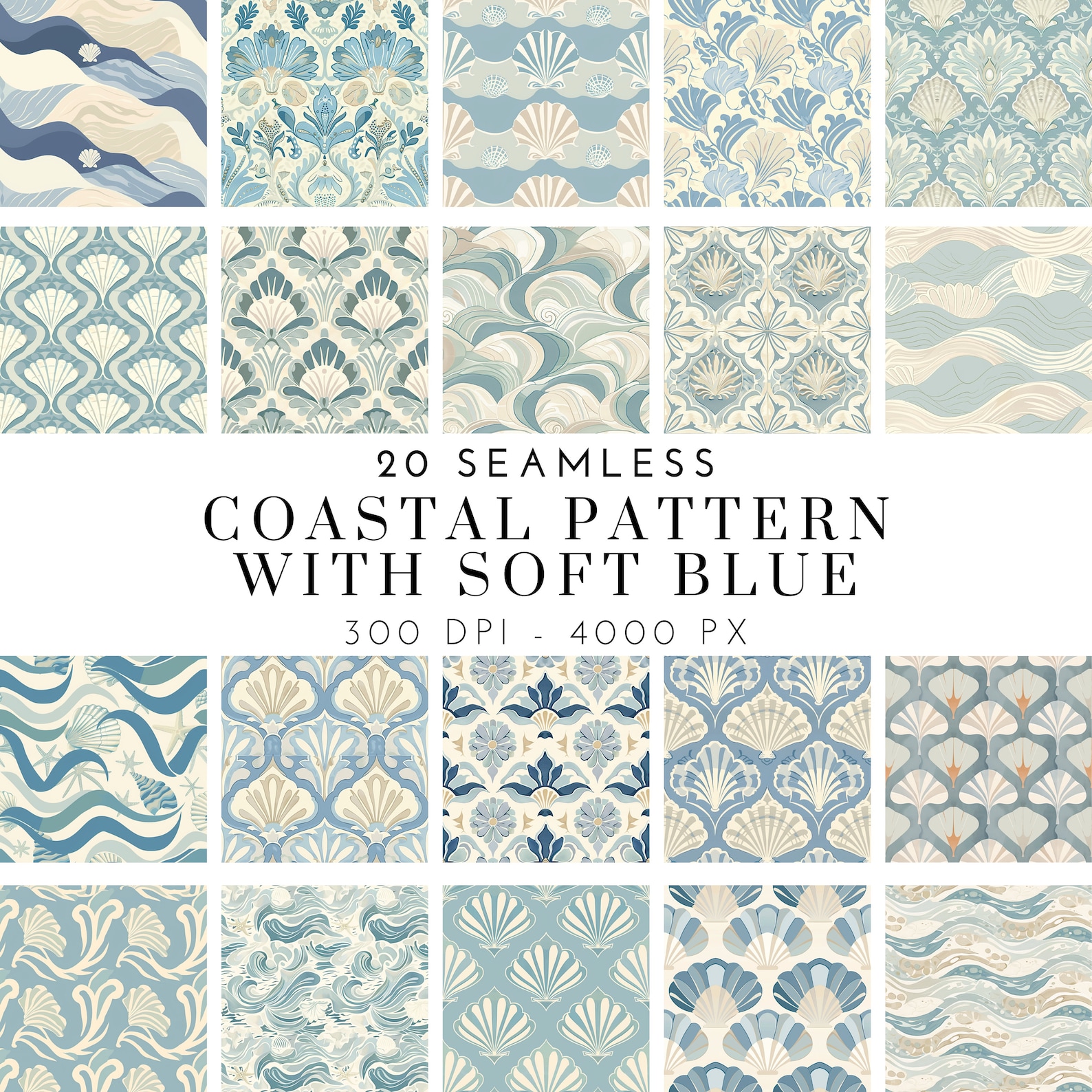 Coastal Chic Seamless Patterns - Soft Toned Digital Paper Pack - Etsy