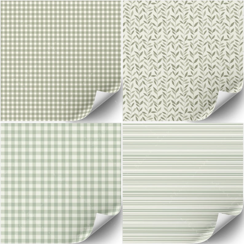 20 Muted Sage Seamless Patterns - High-resolution Digital Papers ...