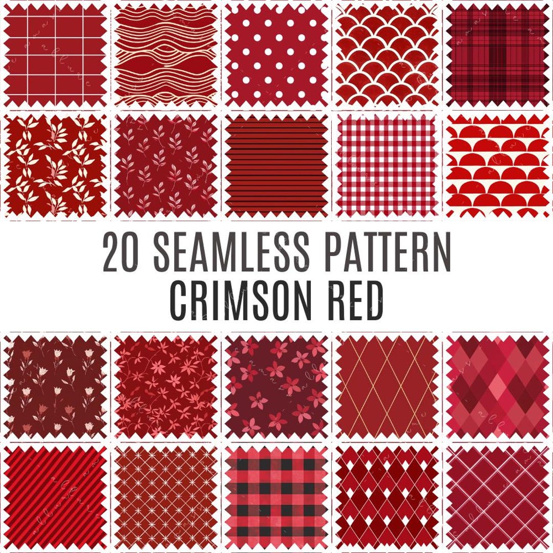 20 Crimson Red Seamless Patterns - High-resolution Digital Papers ...