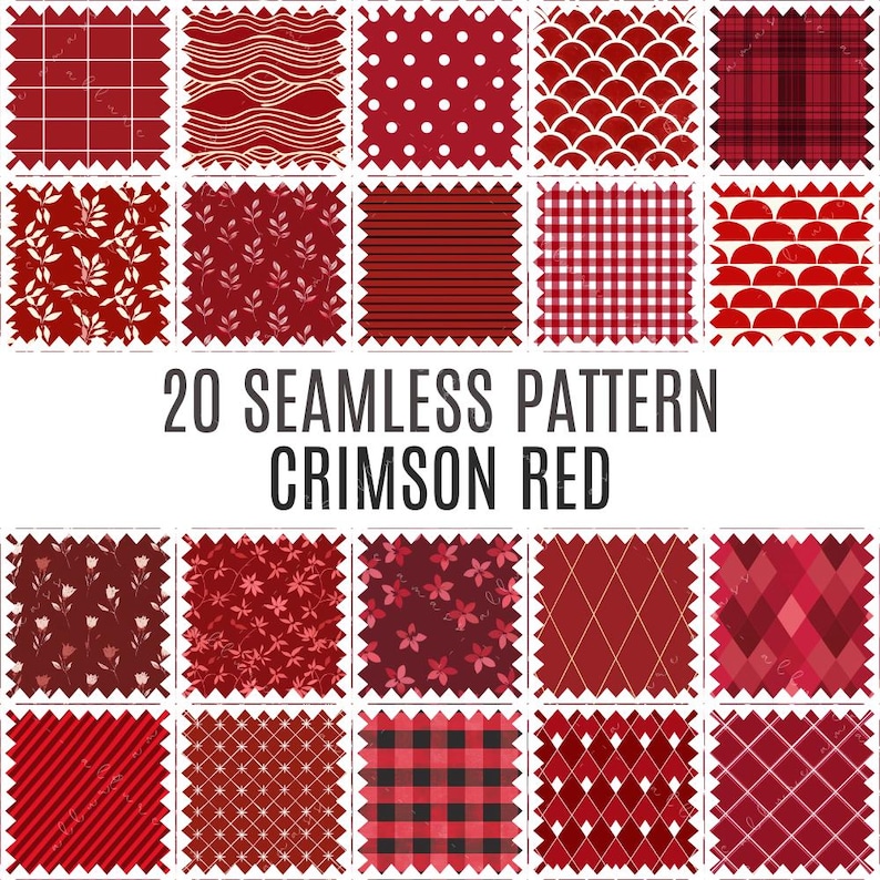 20 Crimson Red Seamless Patterns - High-resolution Digital Papers ...