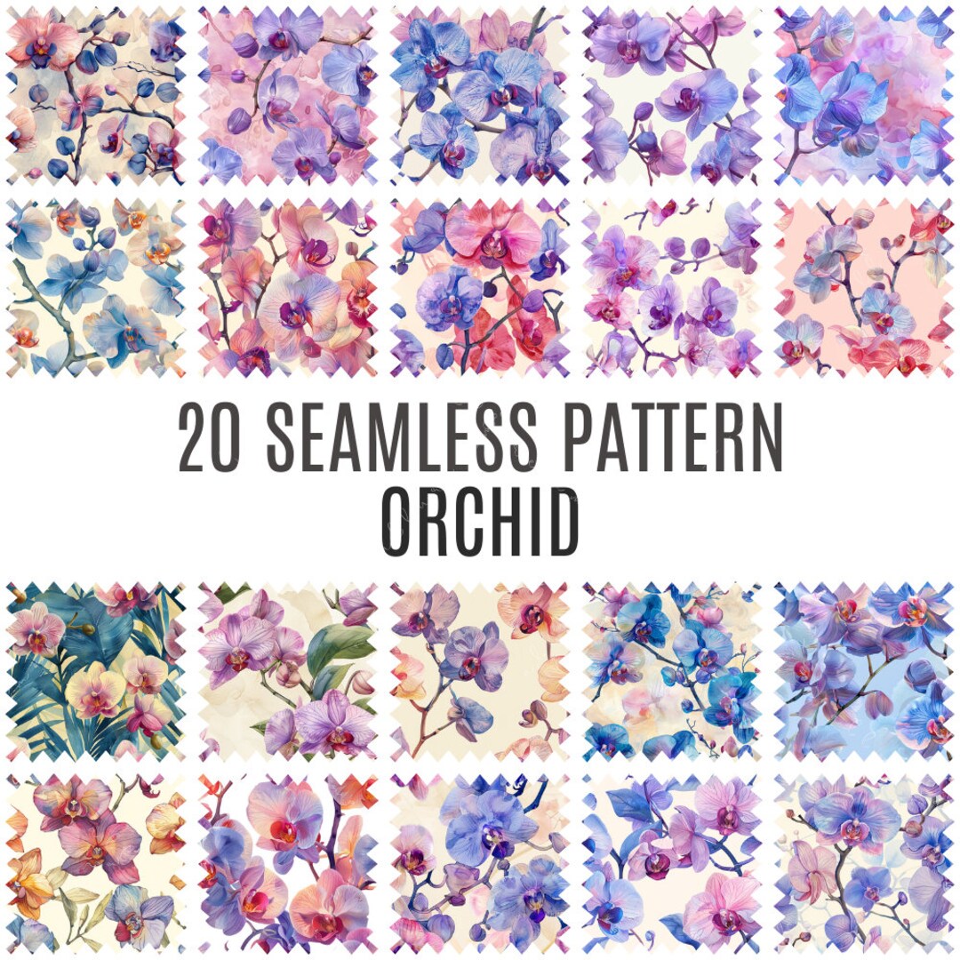 20 Orchid Seamless Patterns - High-resolution Digital Papers ...