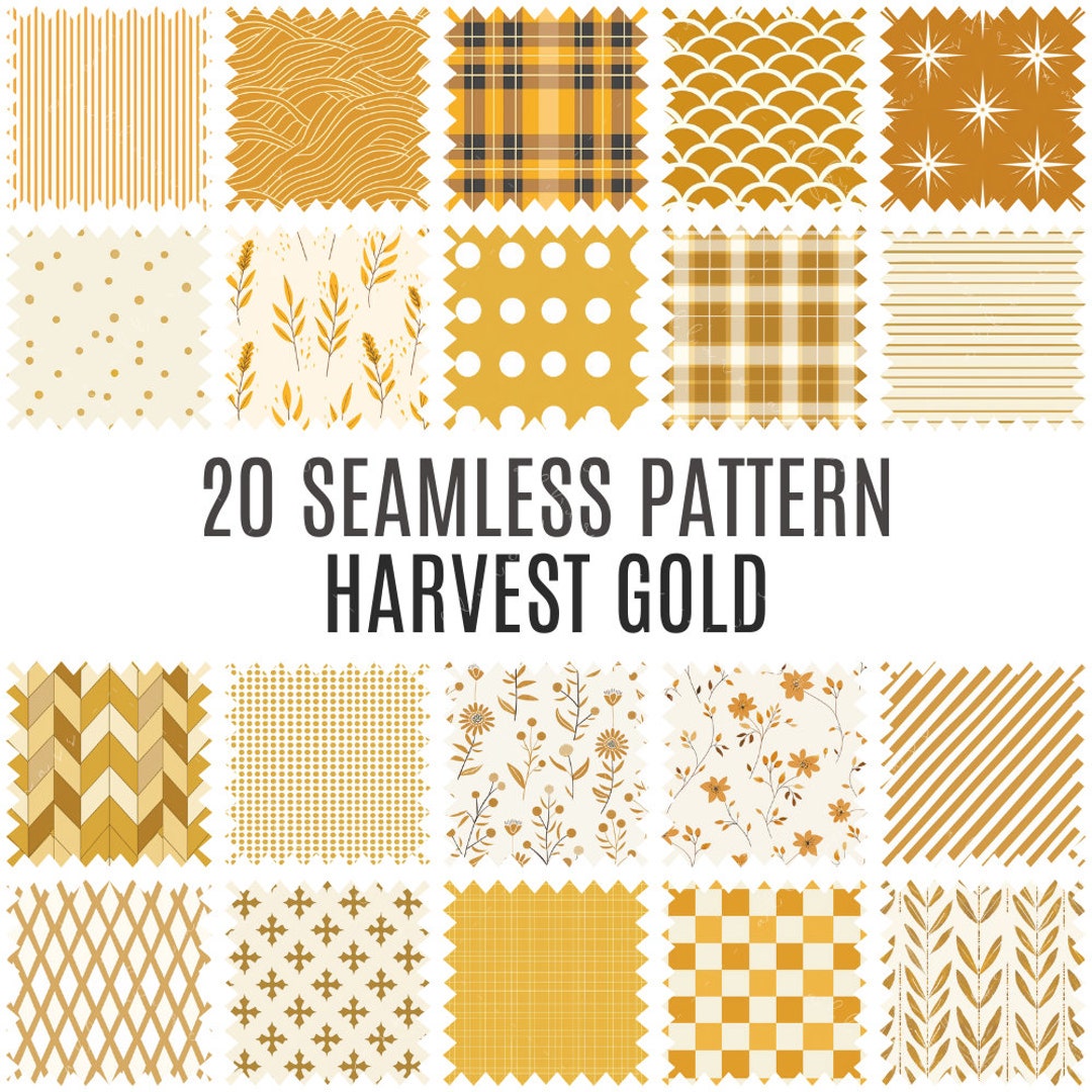 20 Harvest Gold Seamless Patterns High-resolution Digital Papers ...