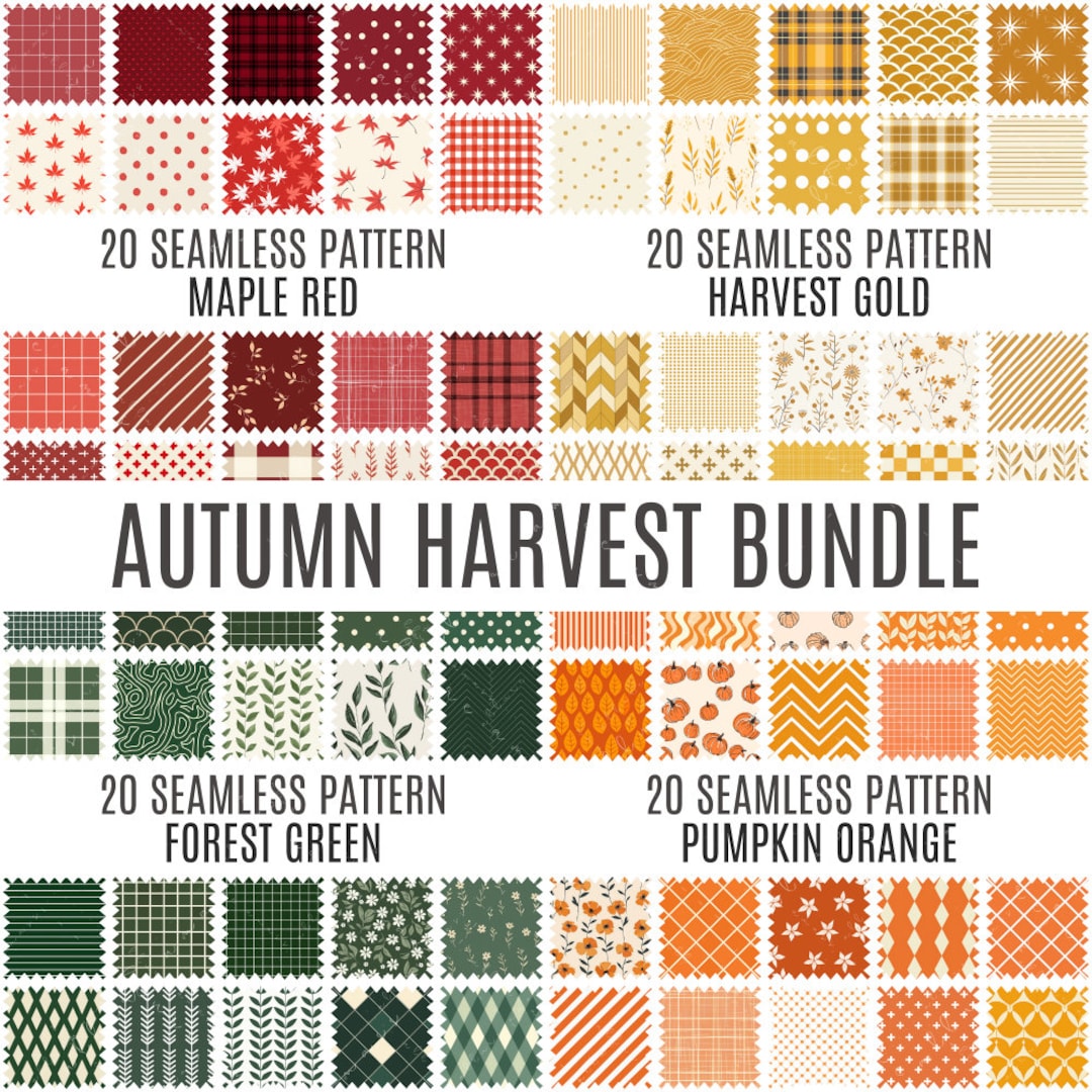 Autumn Harvest Bundle | 80 Seamless Patterns | High Resolution Digital ...