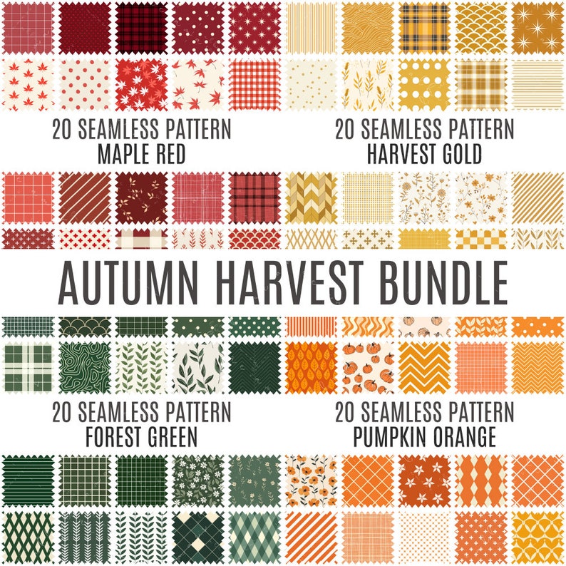 Autumn Harvest Bundle | 80 Seamless Patterns | High Resolution Digital ...