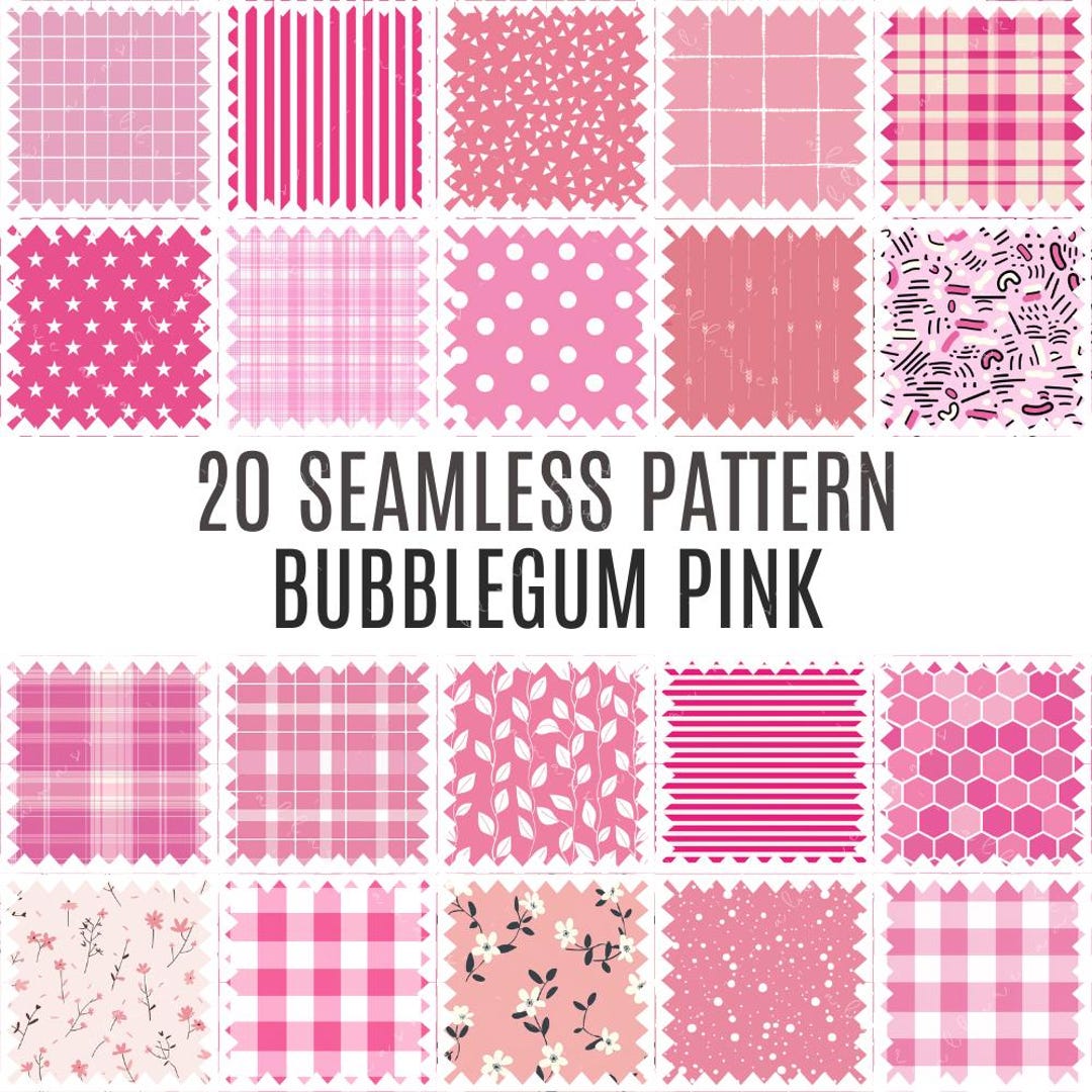 20 Bubblegum Pink Seamless Patterns - High-resolution Digital Papers ...