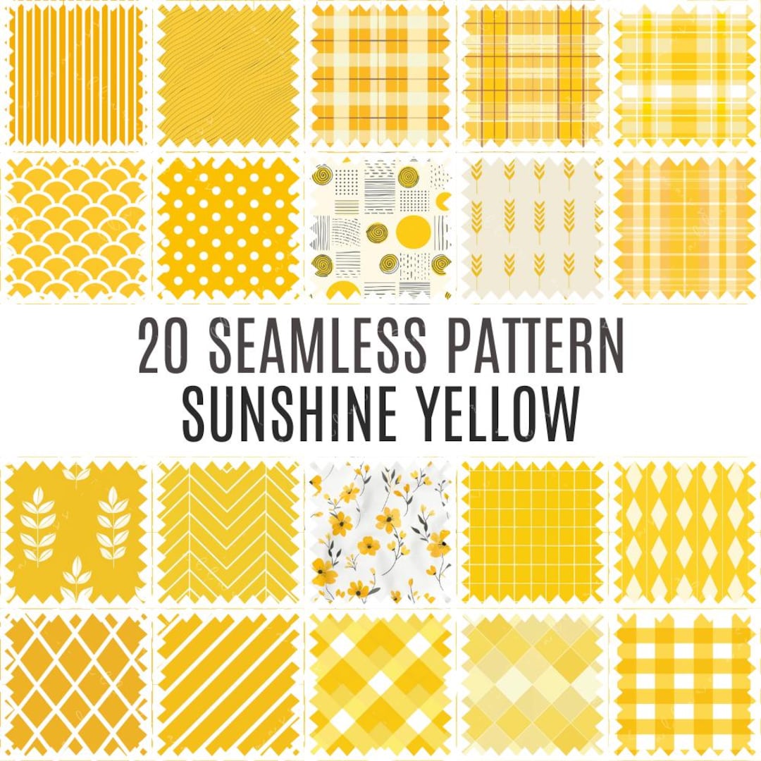 20 Sunshine Yellow Seamless Patterns - High-resolution Digital Papers ...