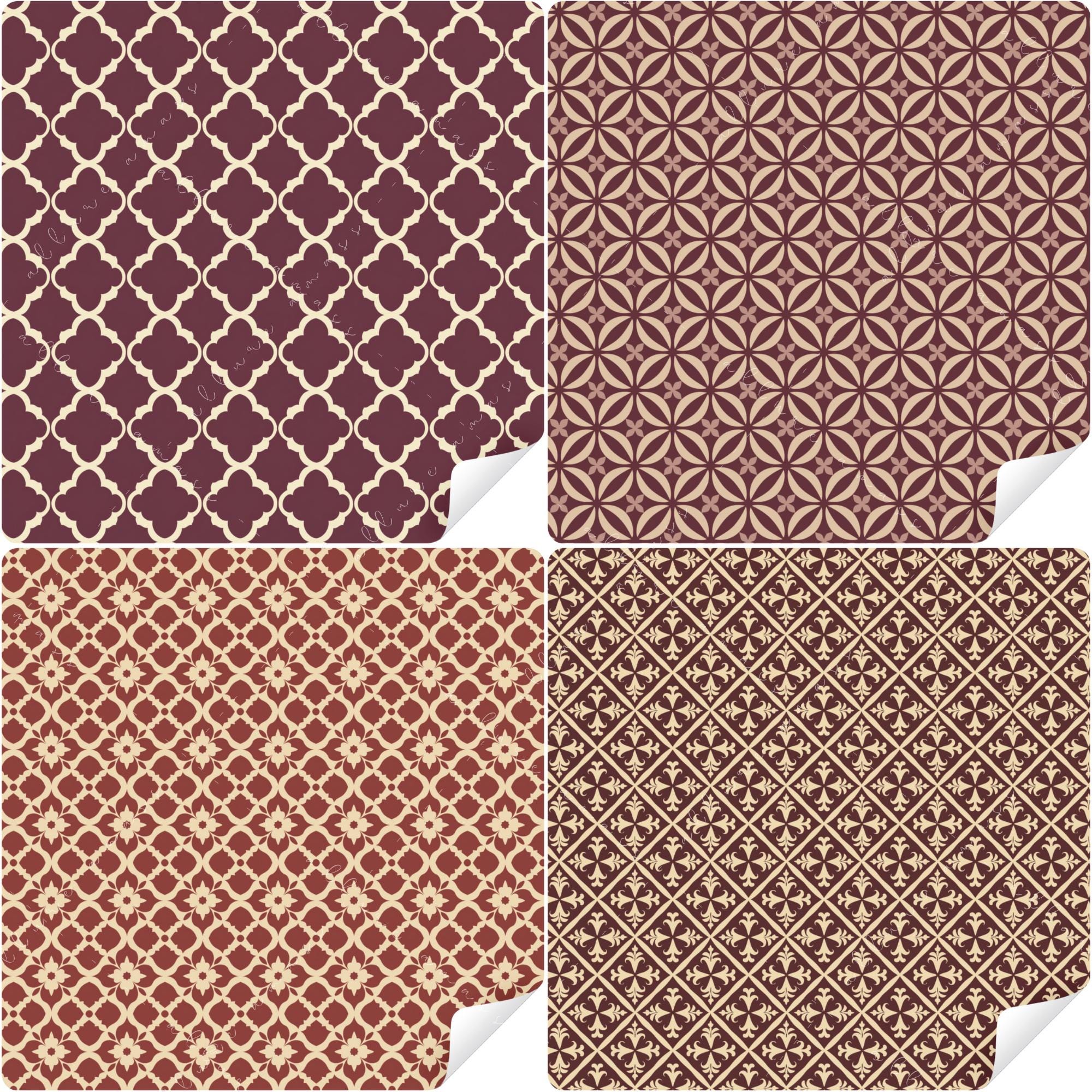 Sunset Glow Digital Paper Pack – Maroon and Sunset Beige Seamless ...
