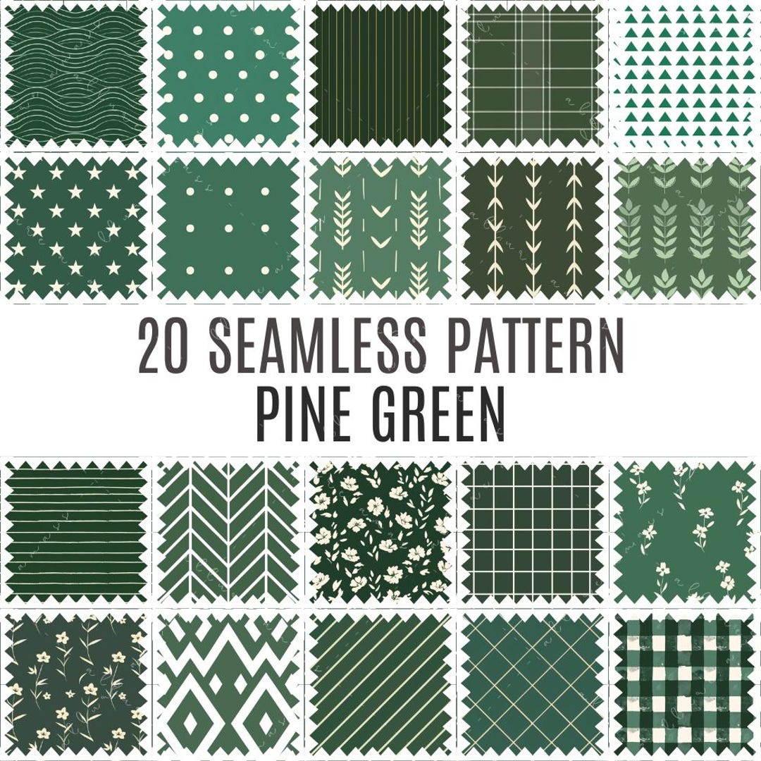 20 Pine Green Seamless Patterns - High-resolution Digital Papers ...