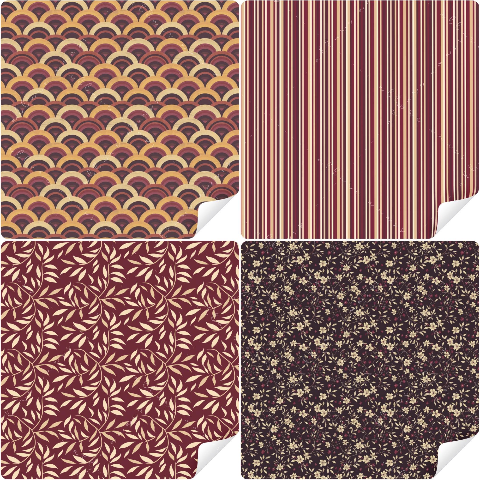 Sunset Glow Digital Paper Pack – Maroon and Sunset Beige Seamless ...