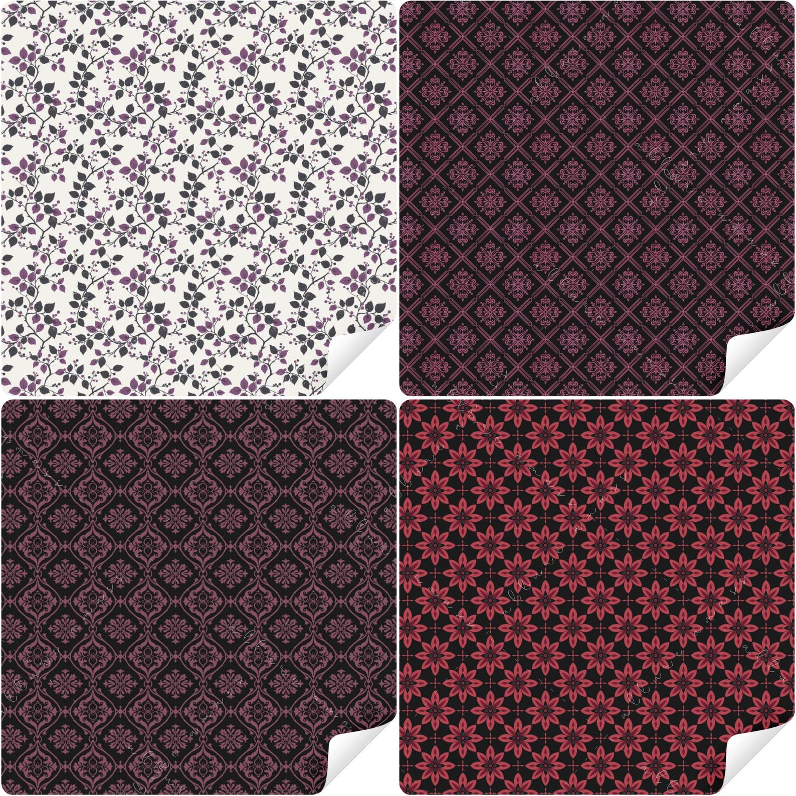Black Cherry and Misty Fog Seamless Patterns – Gothic Mystery Digital ...