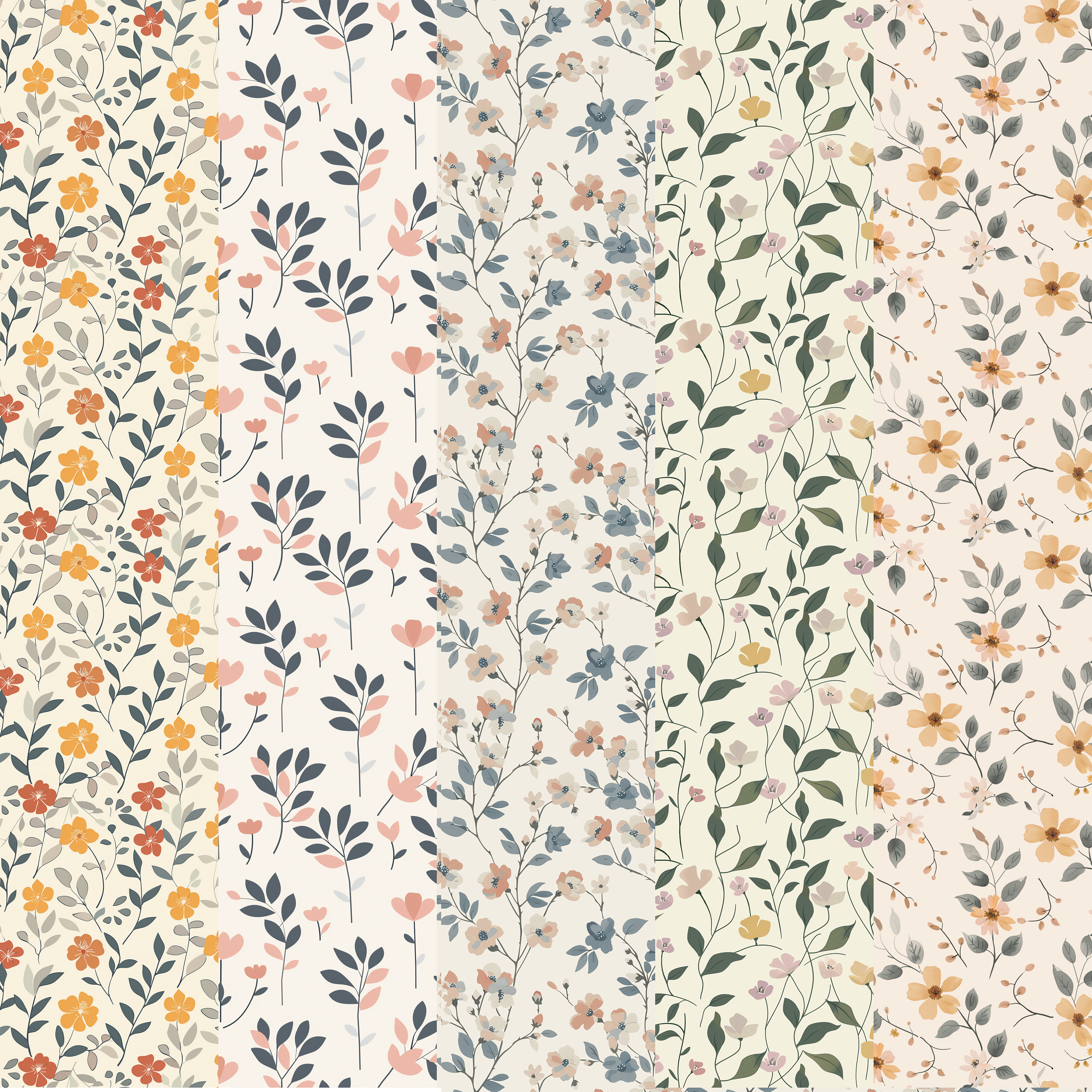 Minimalist Floral Digital Print - Seamless Soft Color Floral Pattern ...
