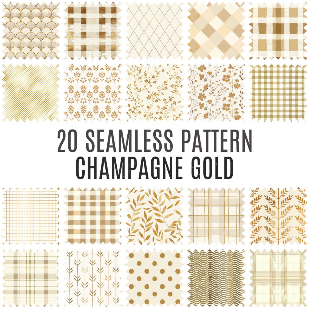 20 Champagne Gold Seamless Patterns High-resolution Digital Papers ...