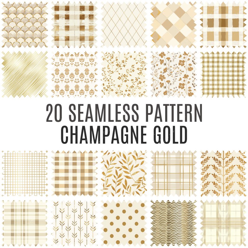 20 Champagne Gold Seamless Patterns High-resolution Digital Papers ...