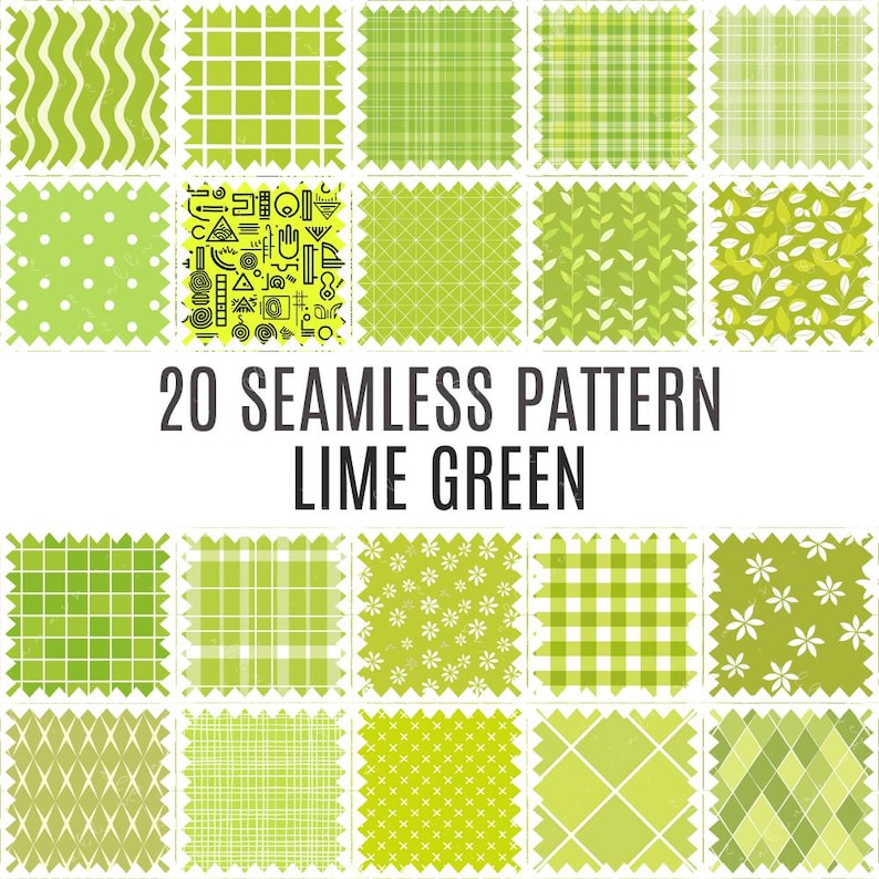 20 Lime Green Seamless Patterns - High-resolution Digital Papers ...