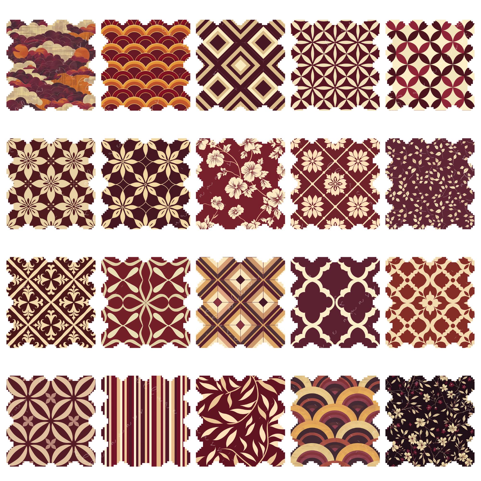 Sunset Glow Digital Paper Pack – Maroon and Sunset Beige Seamless ...