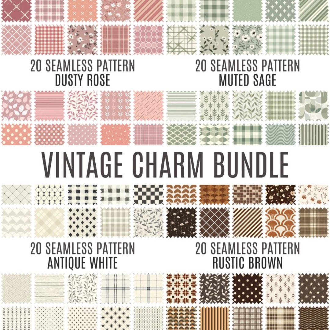 Vintage Charm Bundle | 80 Seamless Patterns | High-resolution Digital ...