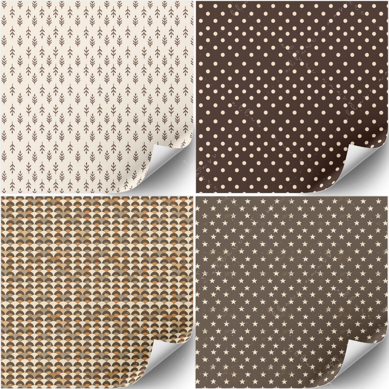 20 Rustic Brown Seamless Patterns - High-resolution Digital Papers ...