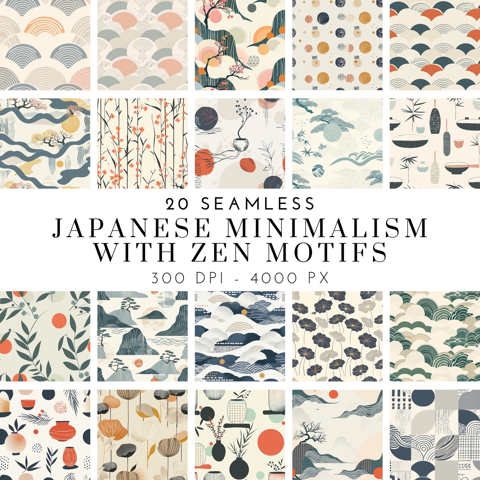 Japanese Zen Pattern Collection - Seamless Digital Paper Pack ...