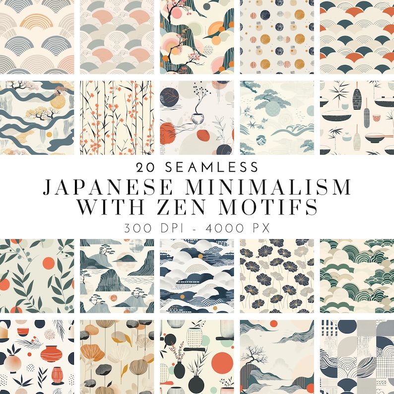 Japanese Zen Pattern Collection - Seamless Digital Paper Pack ...