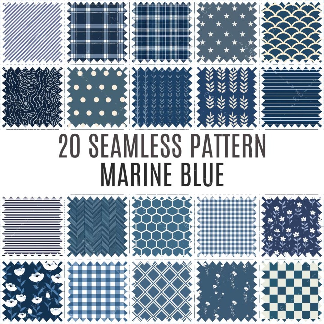Marine Blue Seamless Patterns | 20 High-resolution Digital Papers ...