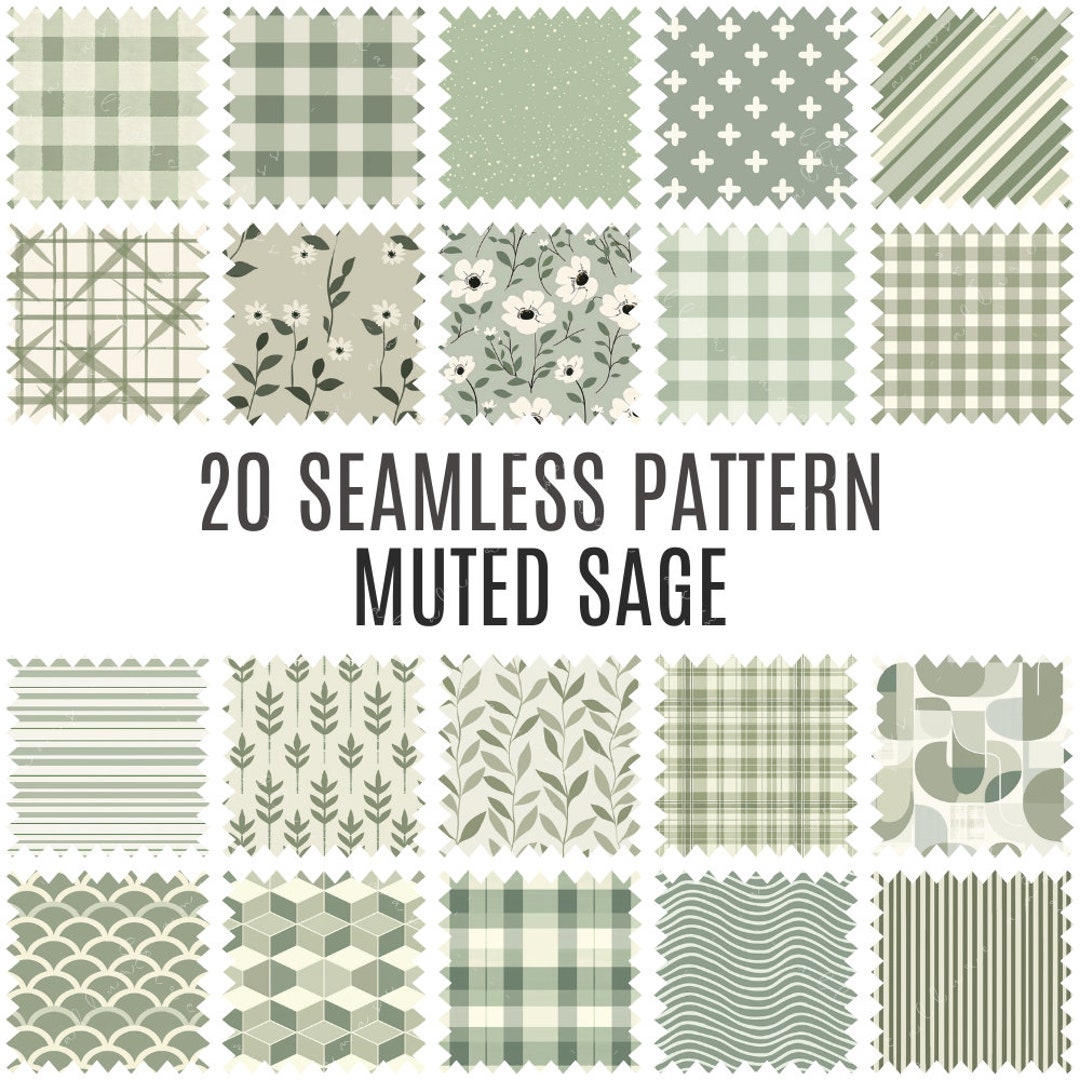 20 Muted Sage Seamless Patterns - High-resolution Digital Papers ...