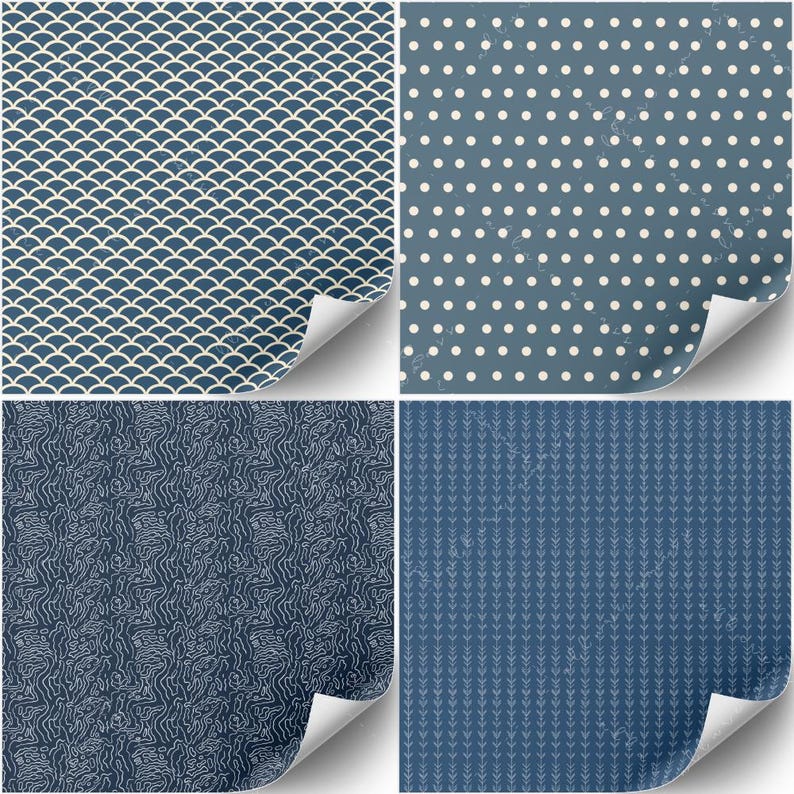Marine Blue Seamless Patterns | 20 High-resolution Digital Papers ...