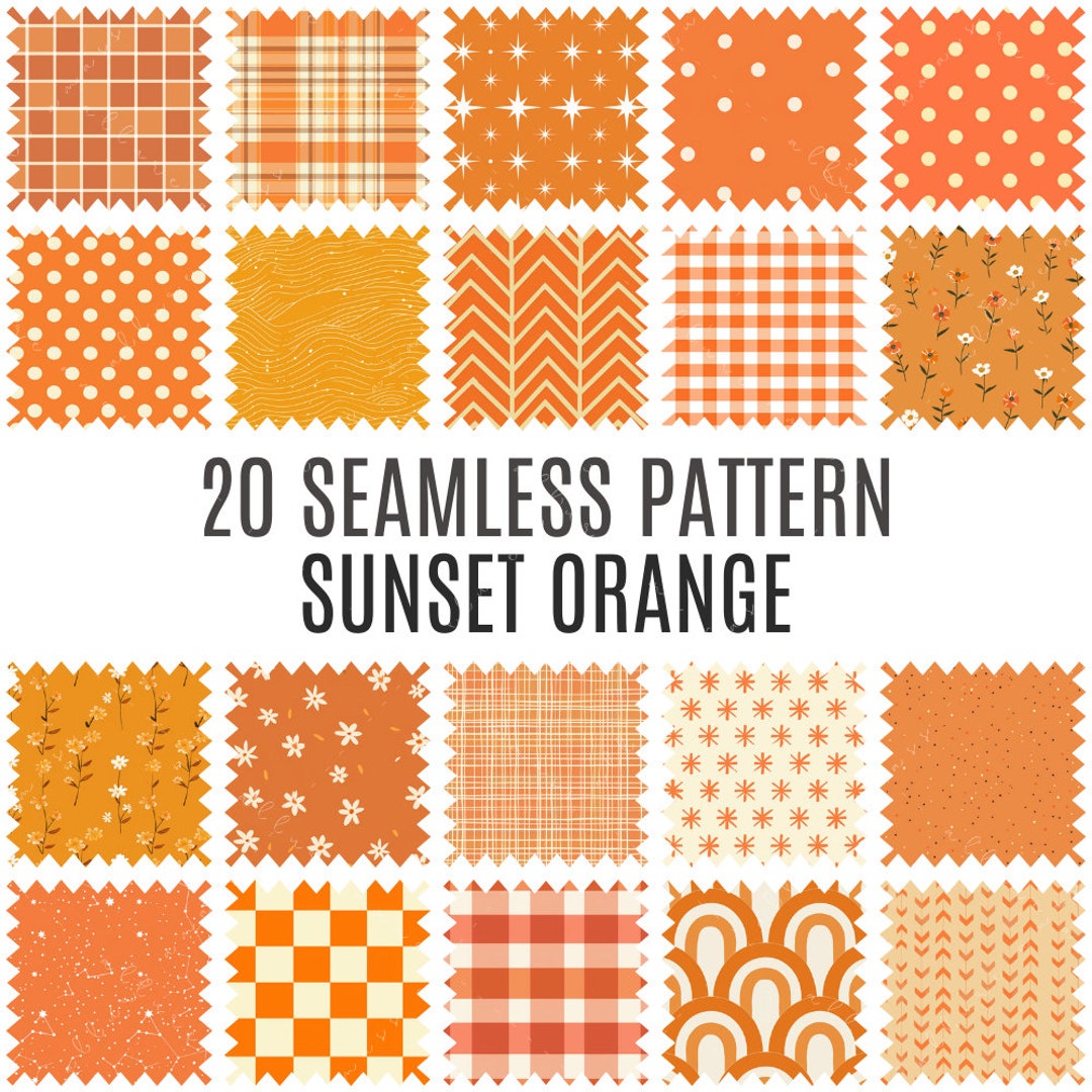 20 Sunset Orange Seamless Patterns High-resolution Digital Papers ...